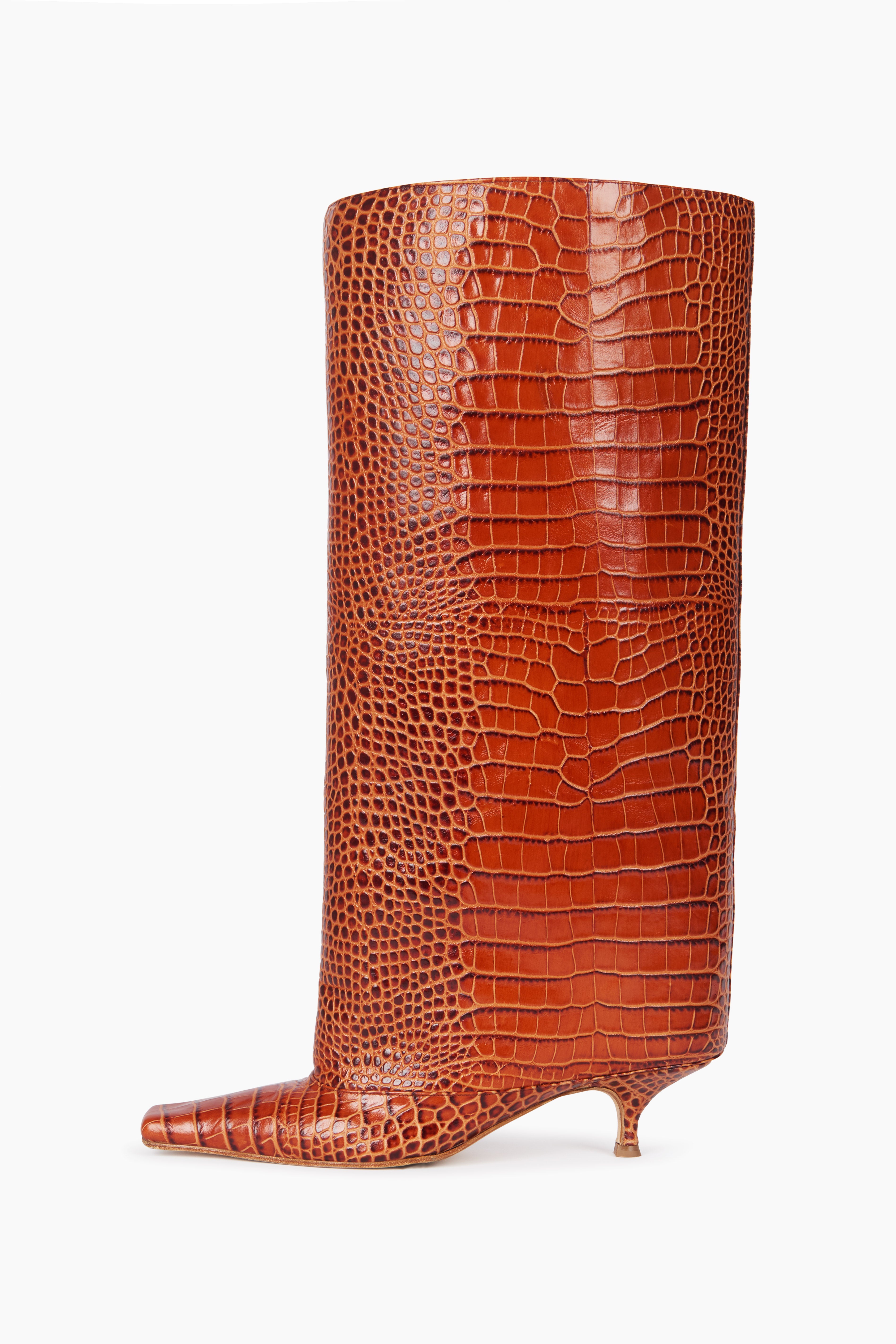 Dana Alta Croc-Effect Kitten Heel Cylinder Boots Croc | Luxury ...